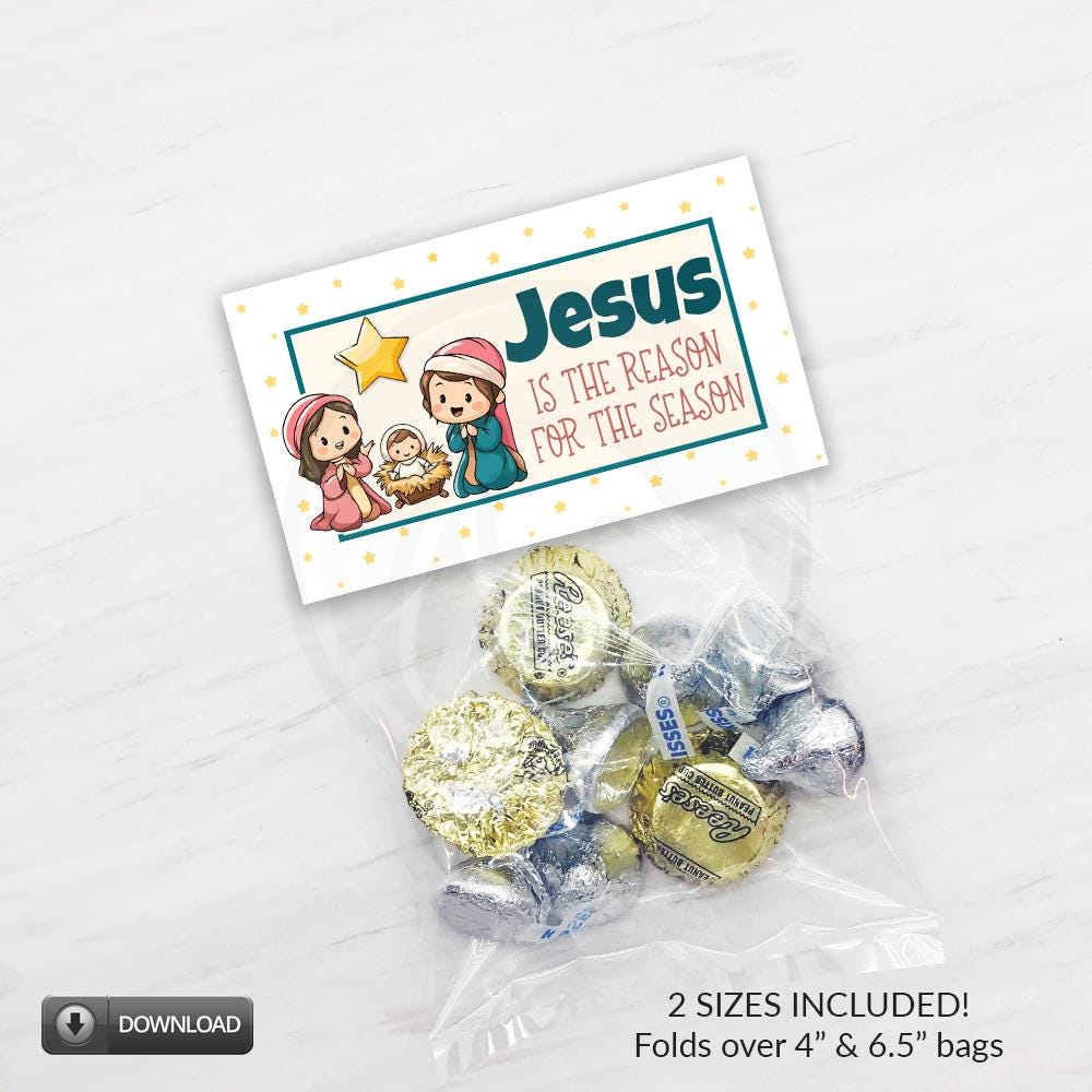Joy to the World Printable Bag Topper, Nativity Cookie Treat Toppers ...