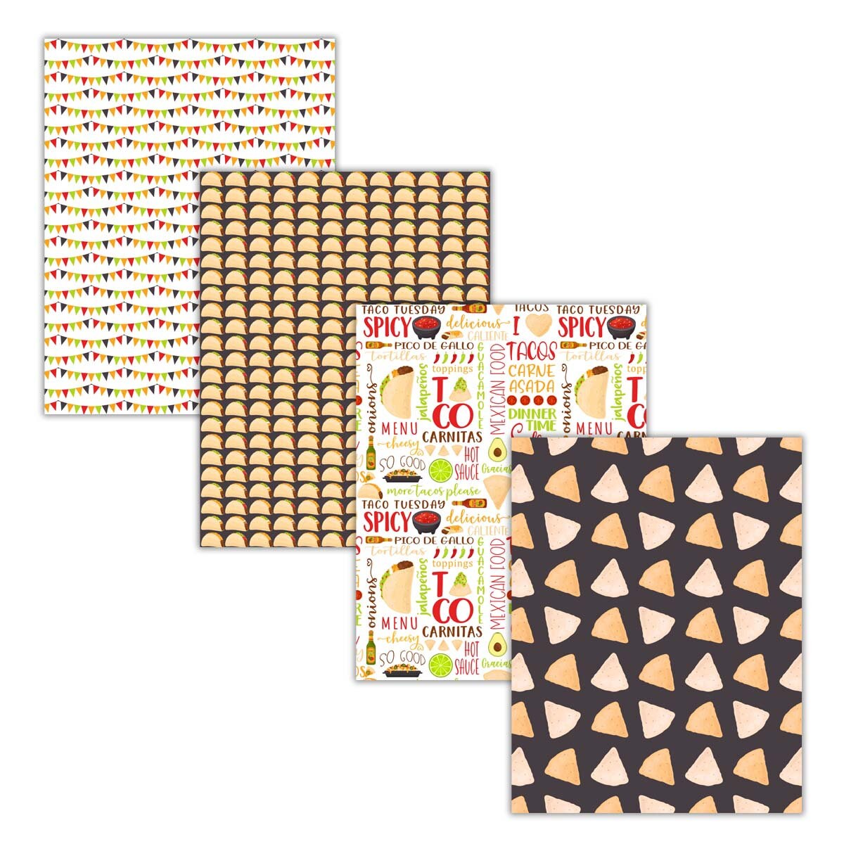 Taco Tuesday Digital Paper Backgrounds With Tacos Chips Salsa Chevron ...