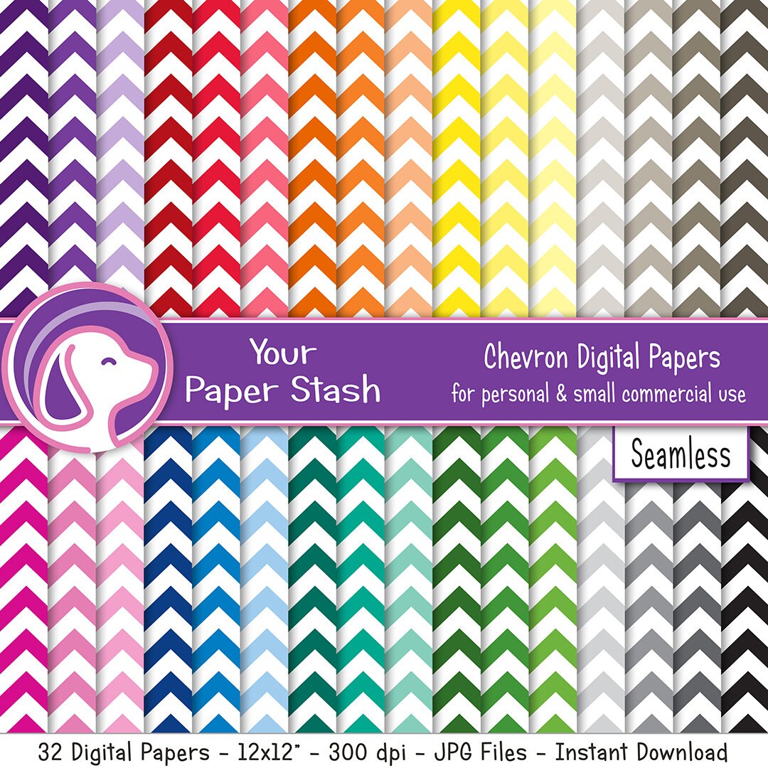 Seamless Chevron Digital Paper Pack, Rainbow Chevron Scrapbook Paper ...