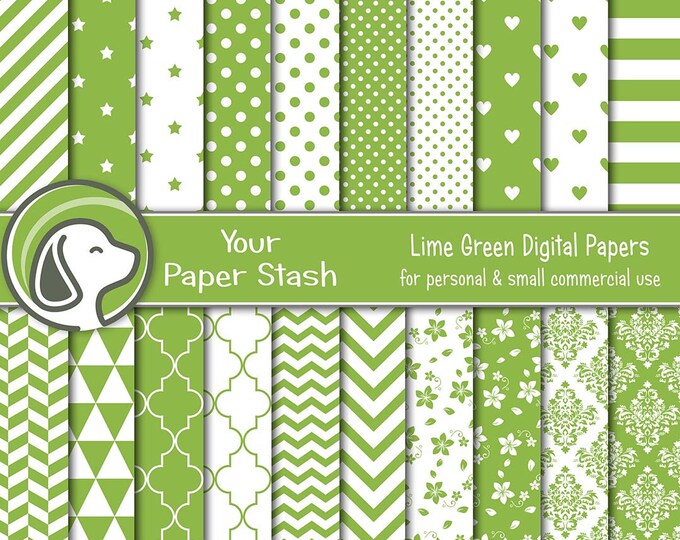 Lime Green Digital Paper Scrapbook Backgrounds Geometric - Etsy