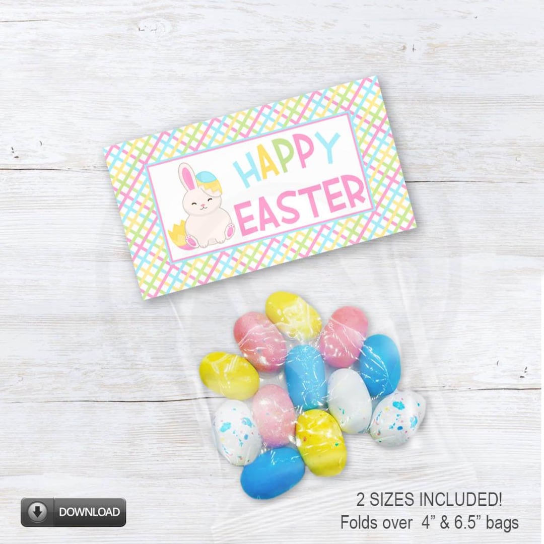 Printable Easter Bunny Treat Bag Toppers, Happy Easter Cookie and Candy ...