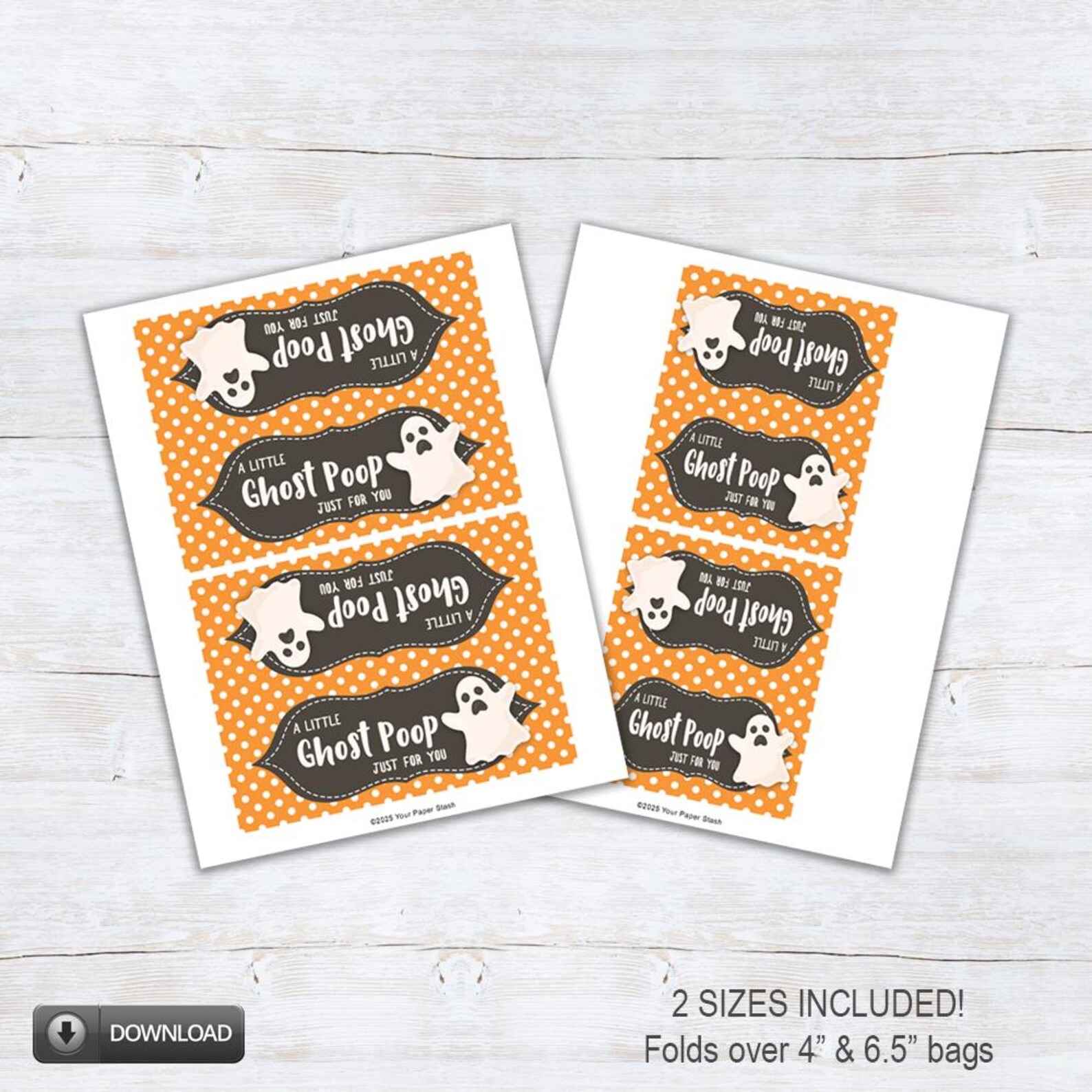 Halloween Ghost Poop Treat Bag Toppers, Halloween Candy Cookie Goody ...