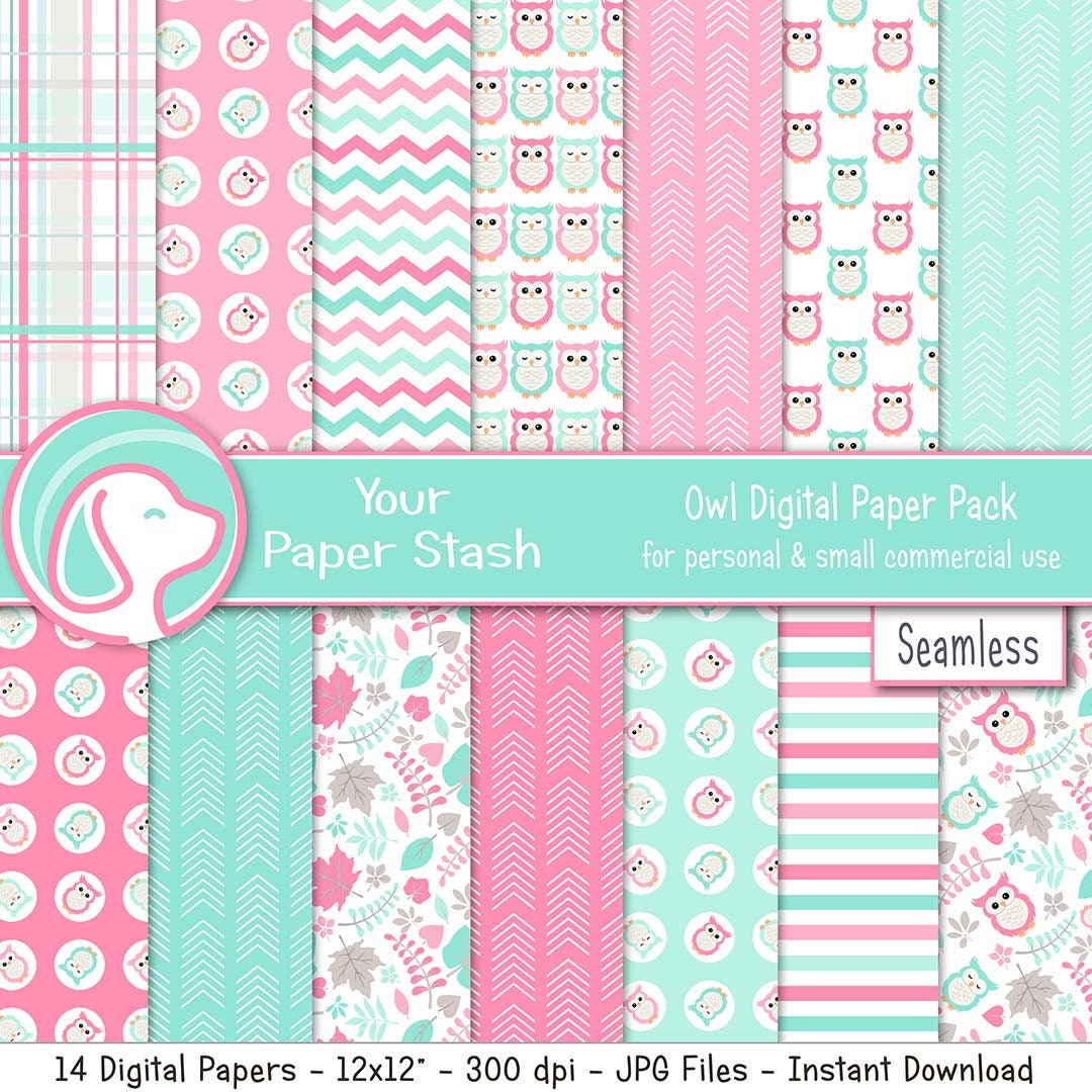 Owl Digital Paper Pack, Pastel Owl Scrapbook Paper, Nursery Classroom ...