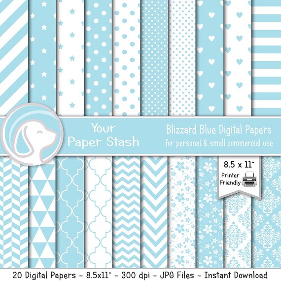 8.5X11 Blizzard Blue Digital Paper Papers Baby Boy Digital - Etsy