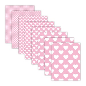 Printable Pink Heart Digital Scrapbook Paper, Baby Girl Heart Decoupage ...
