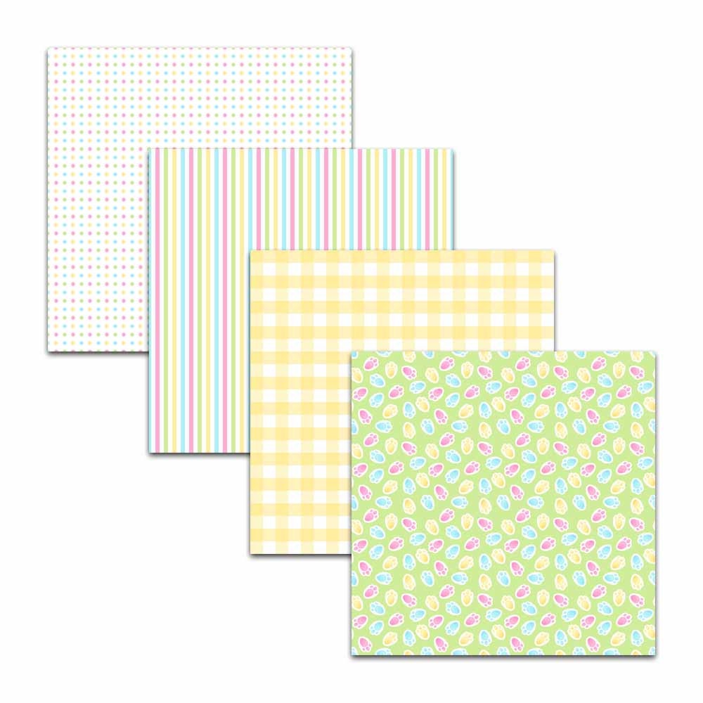 Pastel Easter Bunny Digital Paper Pack, Spring Easter Bunny Feet Eggs ...