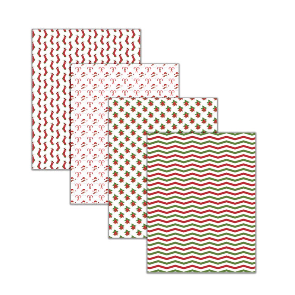 Traditional Christmas Digital Scrapbook Papers W/ Stockings - Etsy