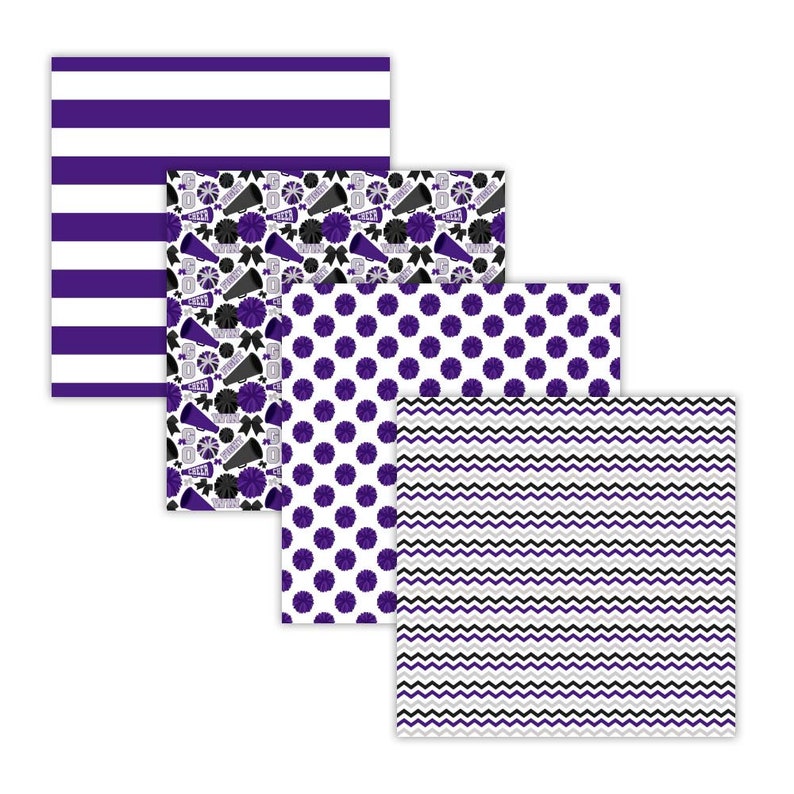 Seamless Cheerleader Digital Scrapbook Papers, Purple Black Gray ...