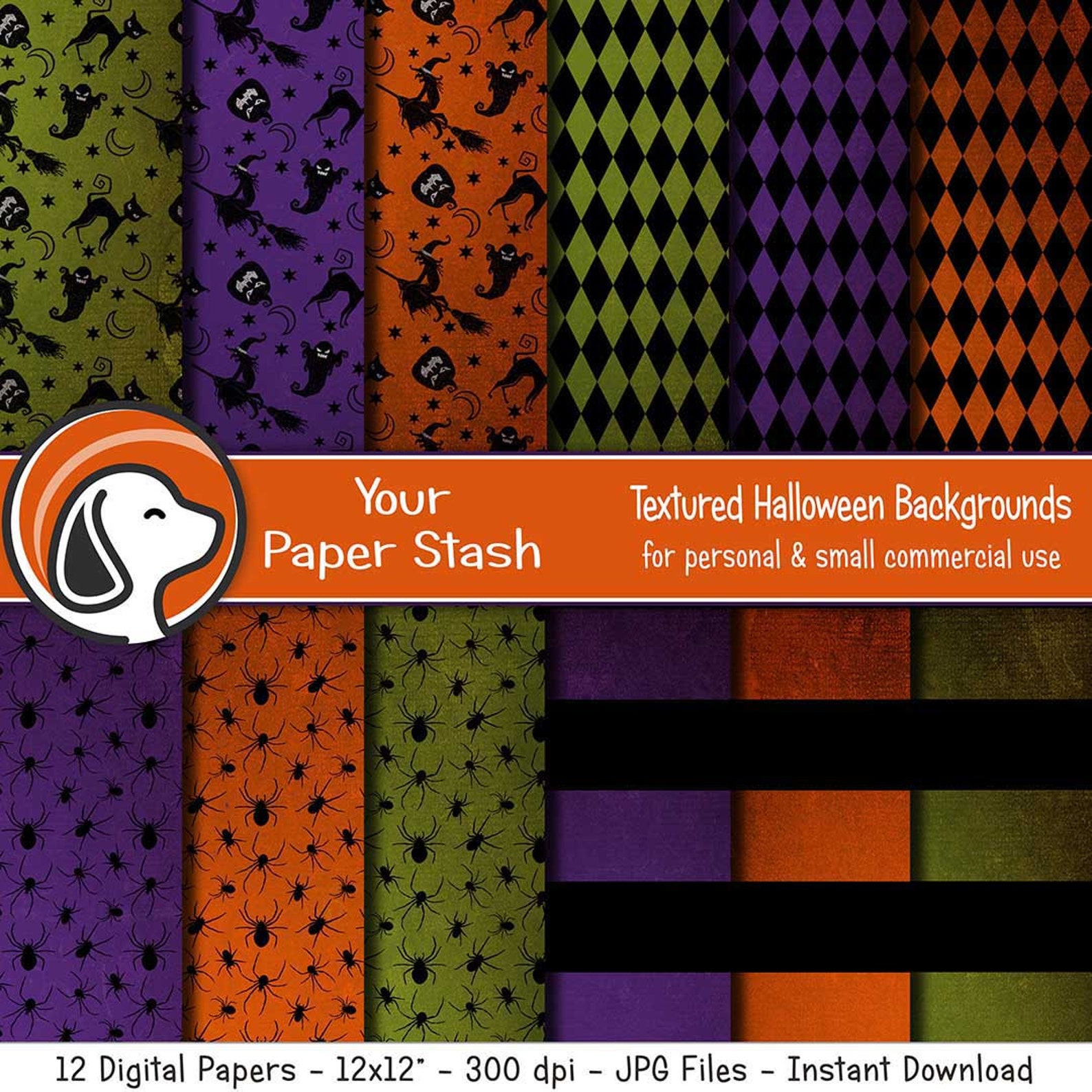 Spooky Halloween Digital Papers for Scrapbook Pages | Etsy