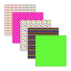 Neon Birthday Digital Scrapbook Papers, Seamless Birthday Scrapbooking ...