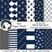 Navy Blue & Gold Nautical Digital Paper Pack for Birthday Baby | Etsy