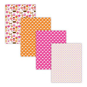 Printable Coffee Donut Digital Paper Pack, Pink Orange Coffee Donut ...