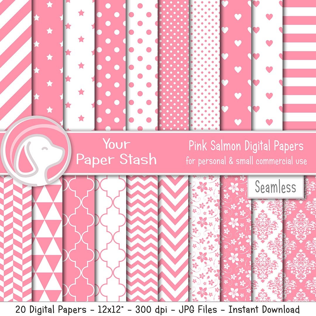 Pink Digital Paper Pack for Girl Birthday or Baby Shower, Pink Polka ...