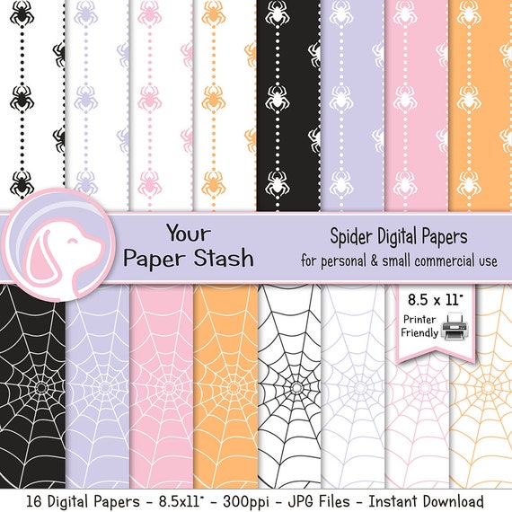 Printable Pink Halloween Spider Digital Paper Pack Pink - Etsy