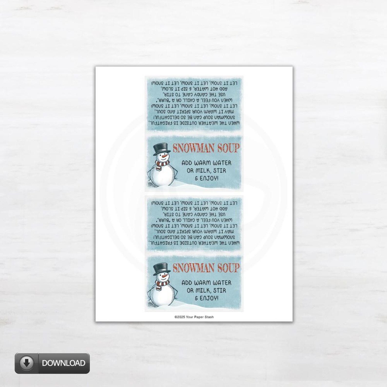 Snowman Soup Bag Toppers for Christmas & Winter Holiday Party Favors ...