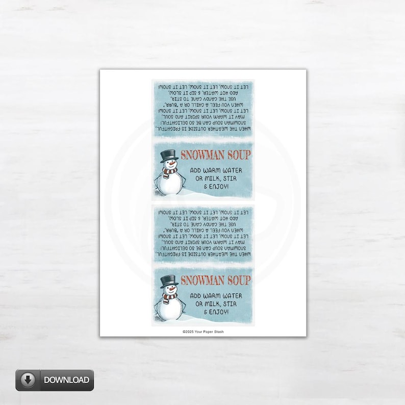Snowman Soup Bag Toppers for Christmas & Winter Holiday Party Favors ...