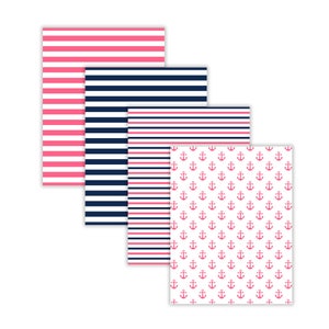 8.5x11" Nautical Theme Digital Scrapbook Papers, Pink & Blue Gender ...