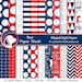 Volleyball Digital Scrapbook Papers | Red Navy Blue Volleyball Net and ...