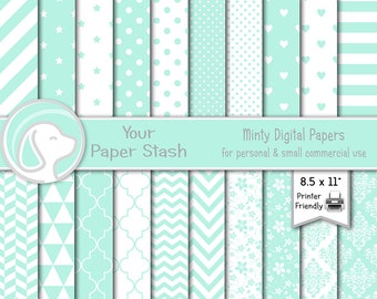Mint Digital Paper | Etsy