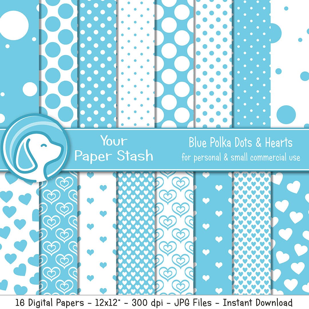 Aqua Blue Digital Paper Pack, Spring Scrapbooking Papers, Bright Blue ...