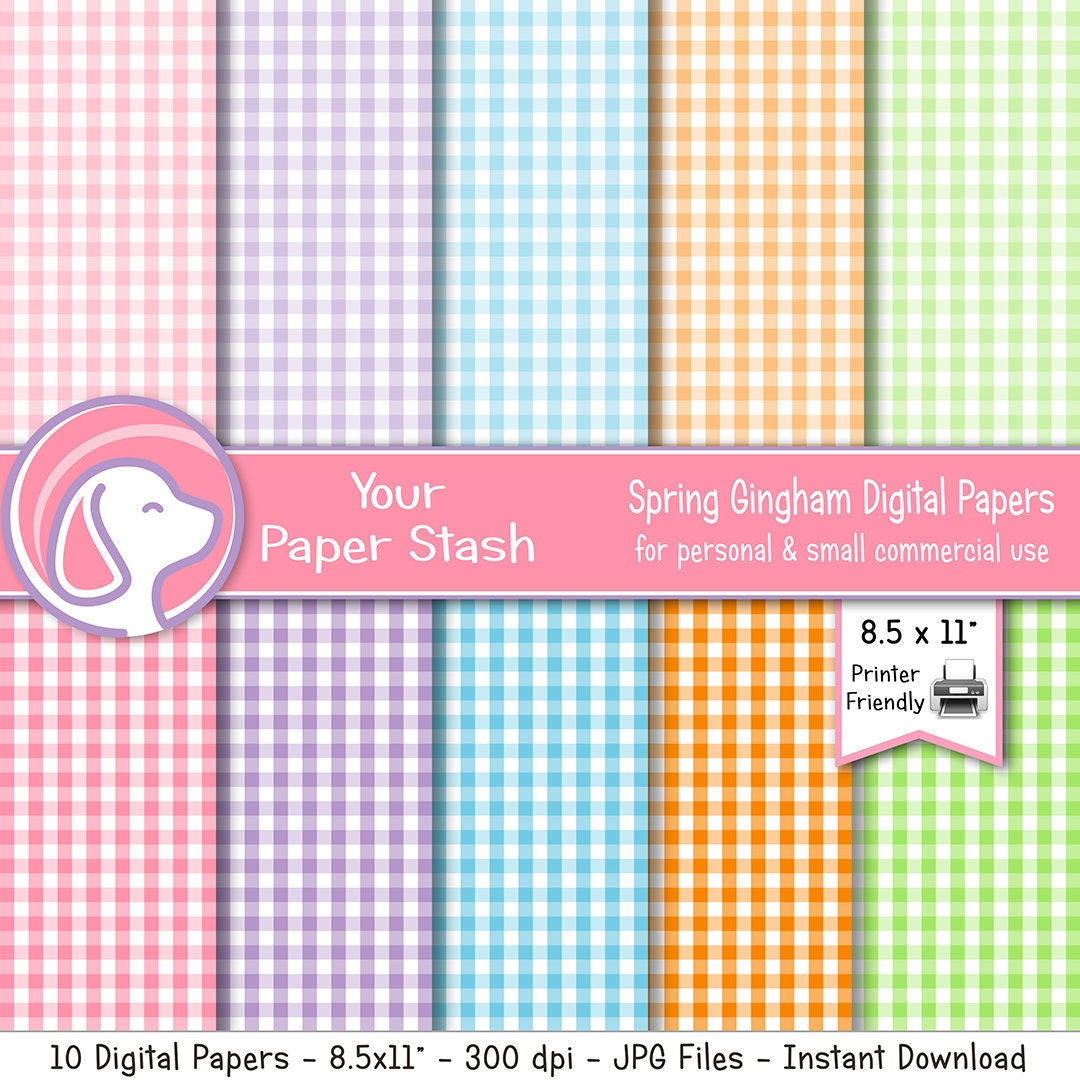 Spring Easter Pastel Gingham Digital Paper Pack Printable - Etsy