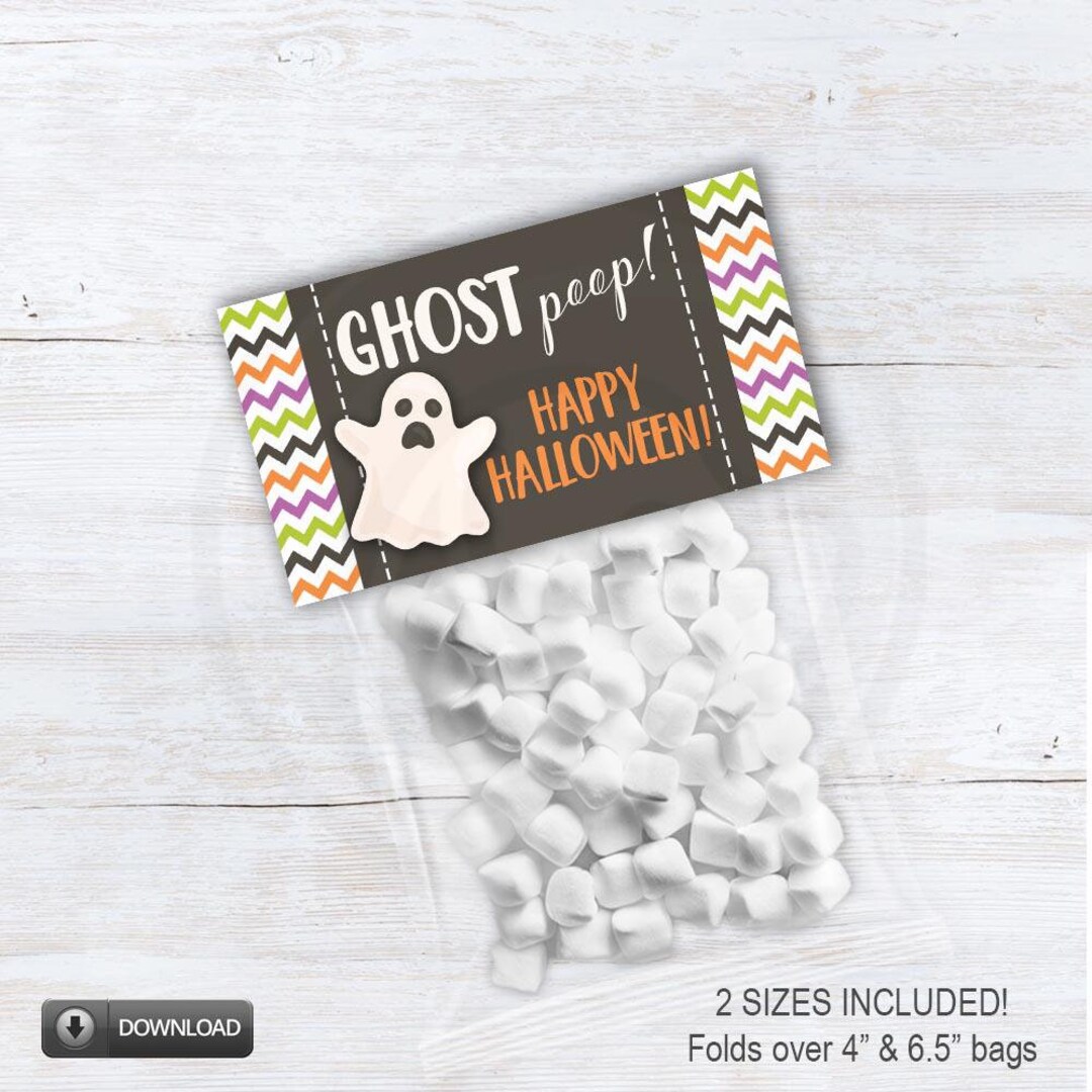 Printable Halloween Ghost Poop Treat Bag Toppers, Halloween Candy ...