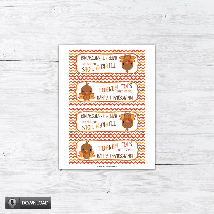 Printable Turkey Toes Treat Bag Toppers for Thanksgiving & Autumn ...