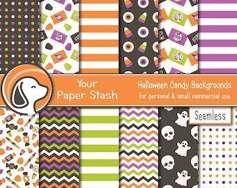 Halloween Digital Scrapbook Paper Spooky Ghost Spiders | Etsy