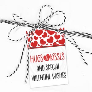 Printable Valentine's Day Hugs and Kisses Gift Tags, Valentine Cookie ...
