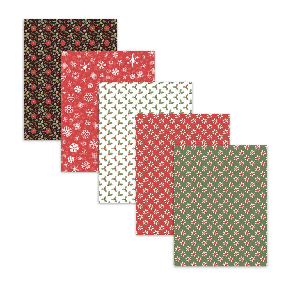 Christmas Poinsettia Digital Paper Pack W/ Holly Pine Cones & - Etsy