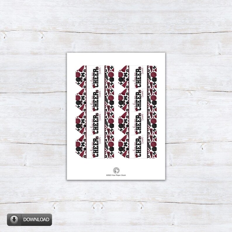 Printable Cheerleading Gift Tags, Burgundy Maroon Black Cheer Team ...
