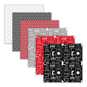 Volleyball Digital Paper Patterns, Red Black Volleyball Net and Ball ...