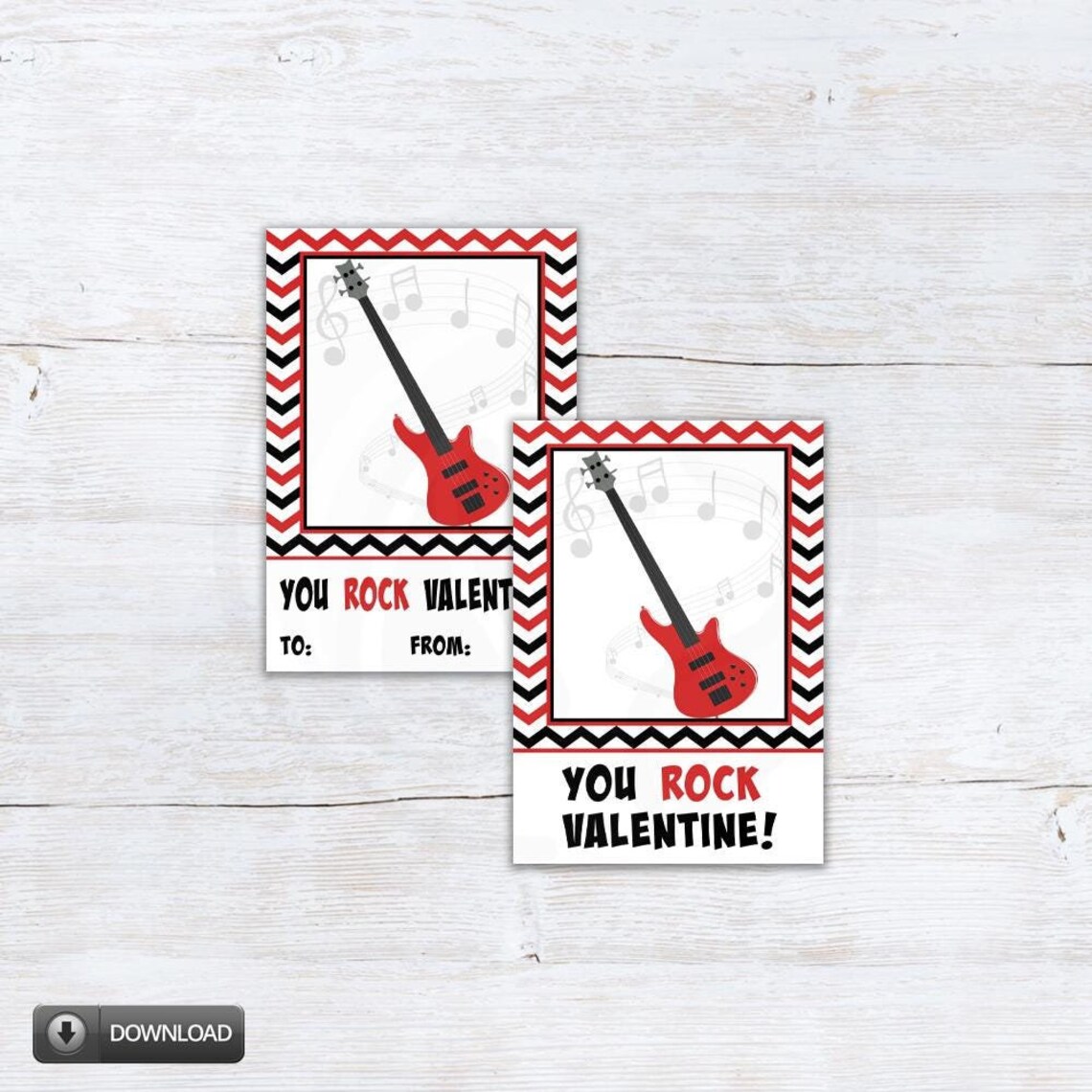 Valentine You Rock Printable Cookie Card, Kid's Valentine Printable ...