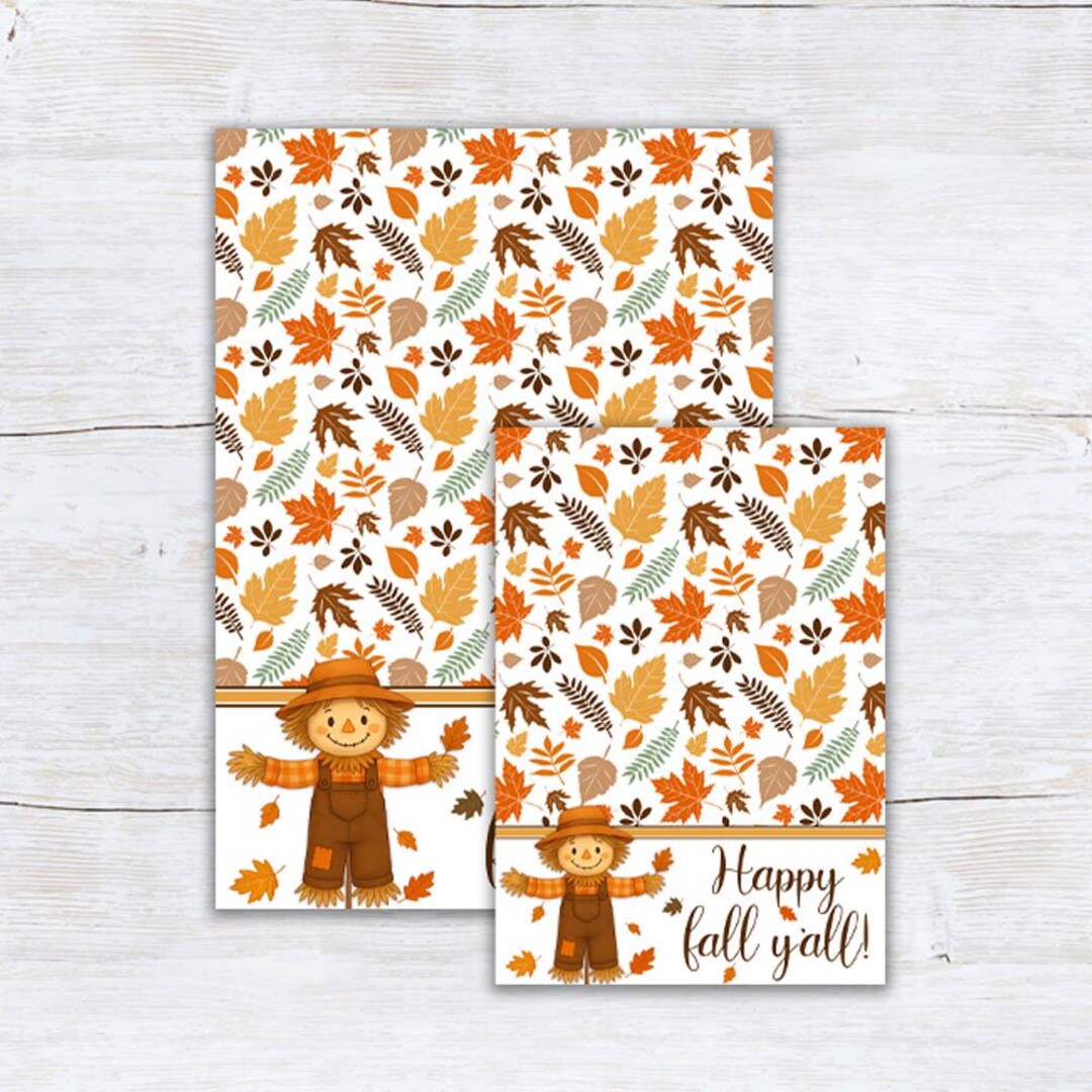 Printable Fall Cookie Cards, Scarecrow Treat Bag Toppers, Autumn Leaf ...