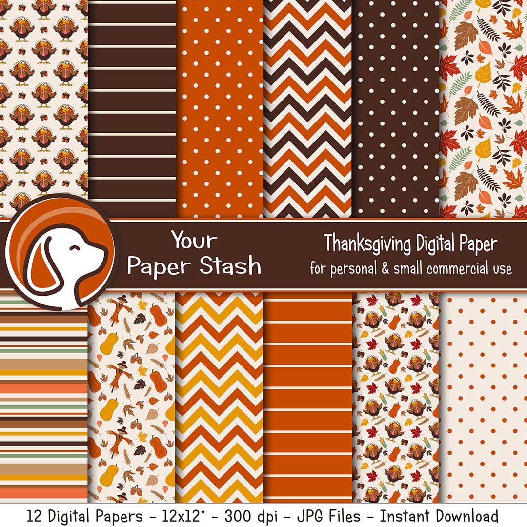 Thanksgiving Digital Paper Pack Autumn Halloween Wedding Fall - Etsy