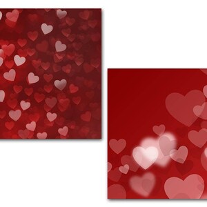 Valentine's Day Digital Paper Pack With Red & Pink Heart Bokeh ...