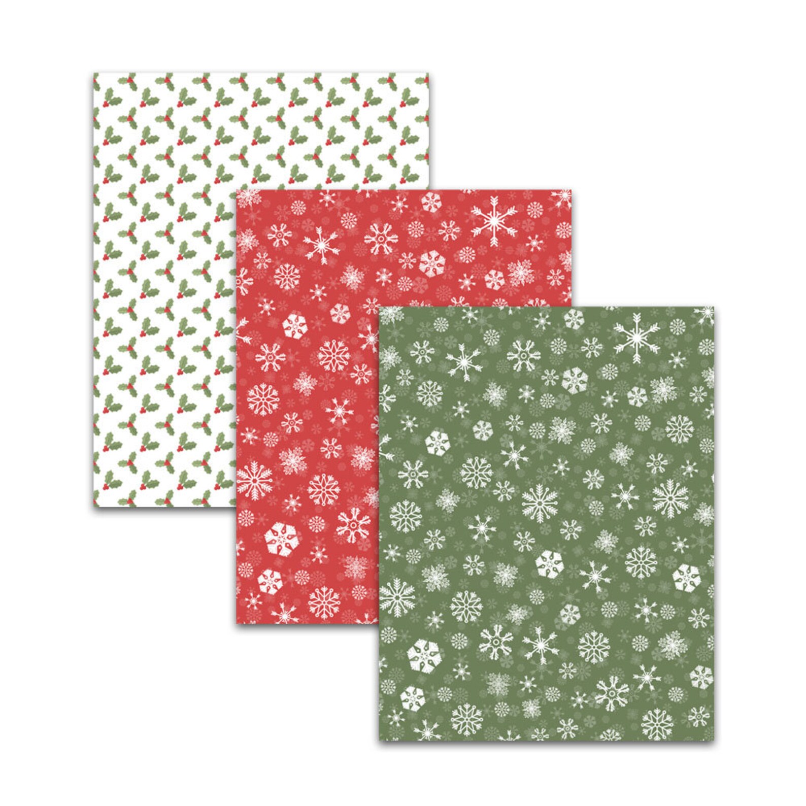 Poinsettia Digital Scrapbook Paper for Christmas & Holiday Crafts Card ...