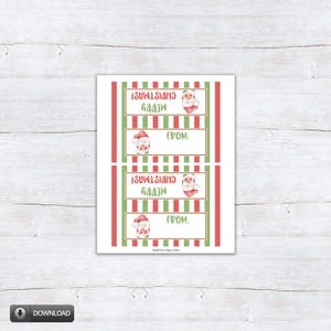Printable Christmas Gnome Candy or Cookie Bag Toppers, Red Green ...