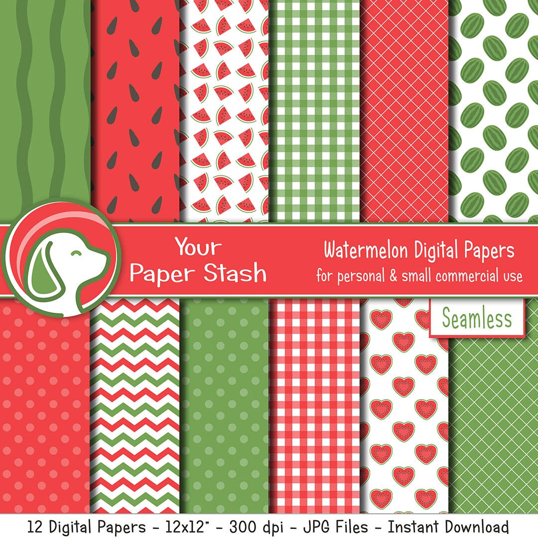 Watermelon Digital Paper Pack for Spring & Summer Scrapbook Pages ...