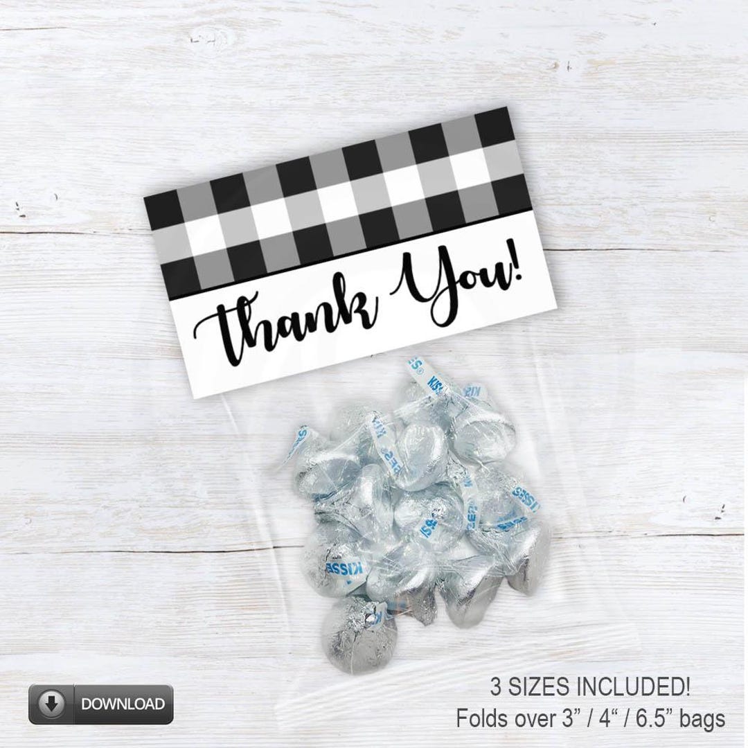 Printable Thank You Treat Bag Toppers, Black White Farmhouse Buffalo ...