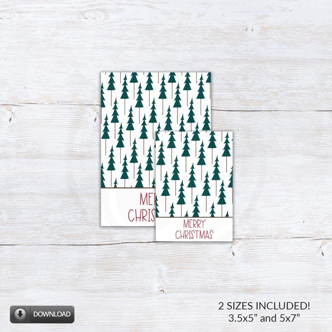 Christmas Tree Printable Mini Cookie Card, Merry Christmas Minimalist 3 ...