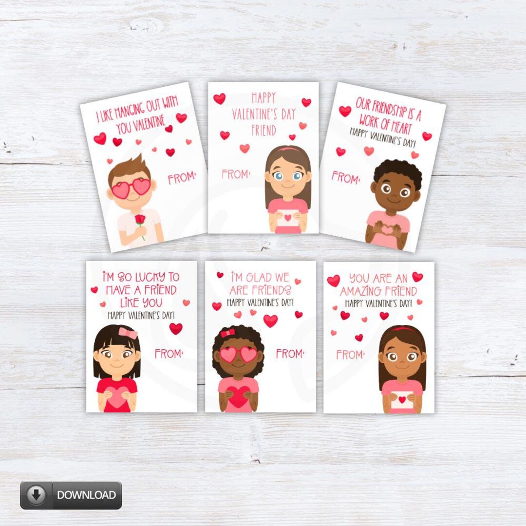 Printable Valentine Cards for Kids, Classroom Valentine Exchange ...