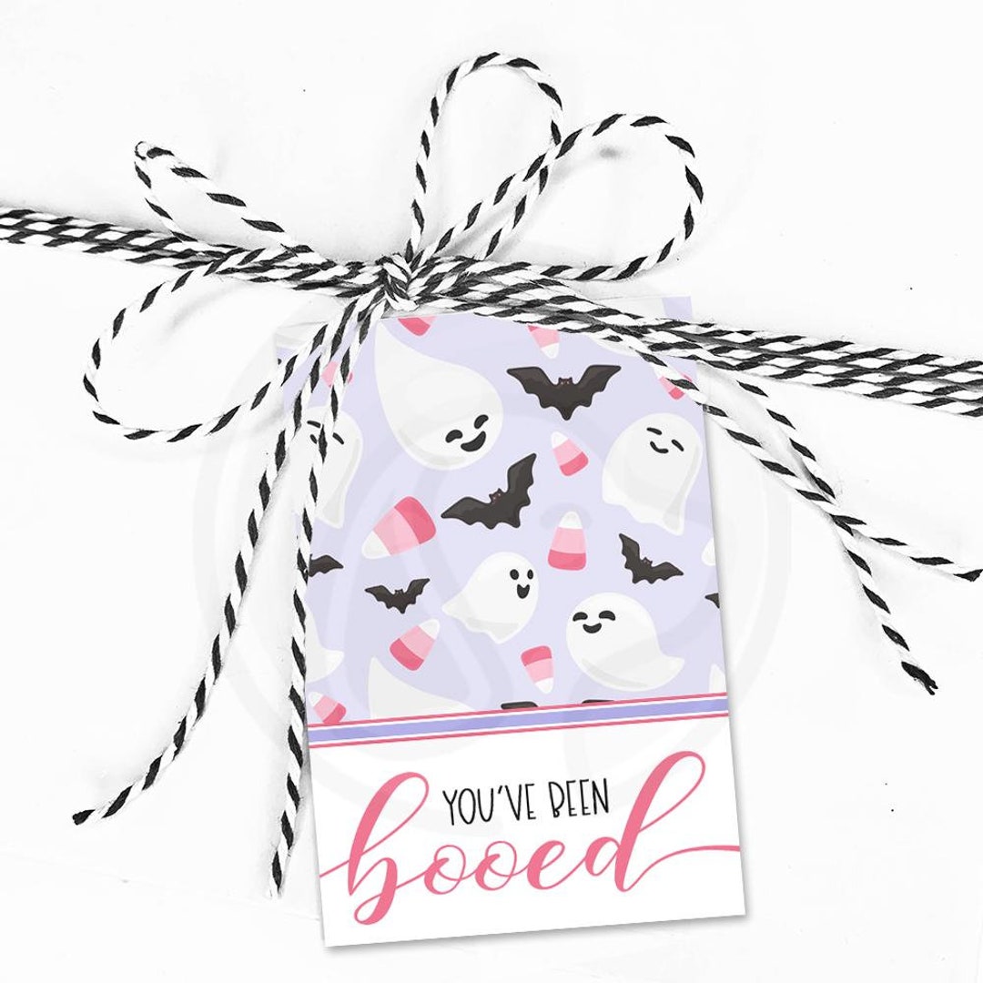 You’ve Been Booed Tags Printable, Pink Lavender Halloween Gift Tags ...