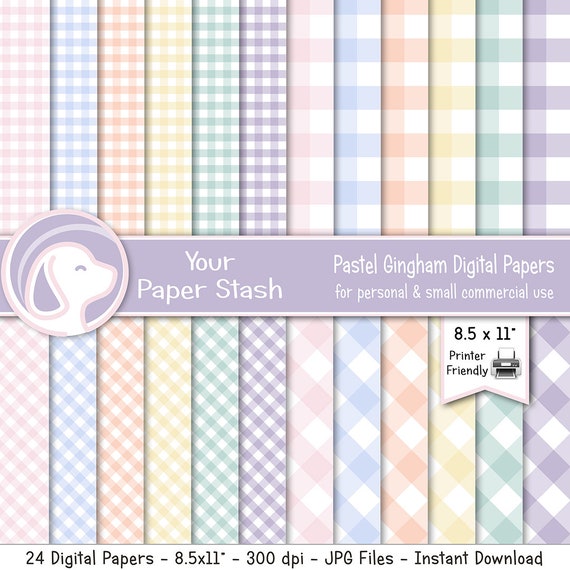 Printable Gingham Digital Paper Pack Spring Digital Scrapbook | Etsy