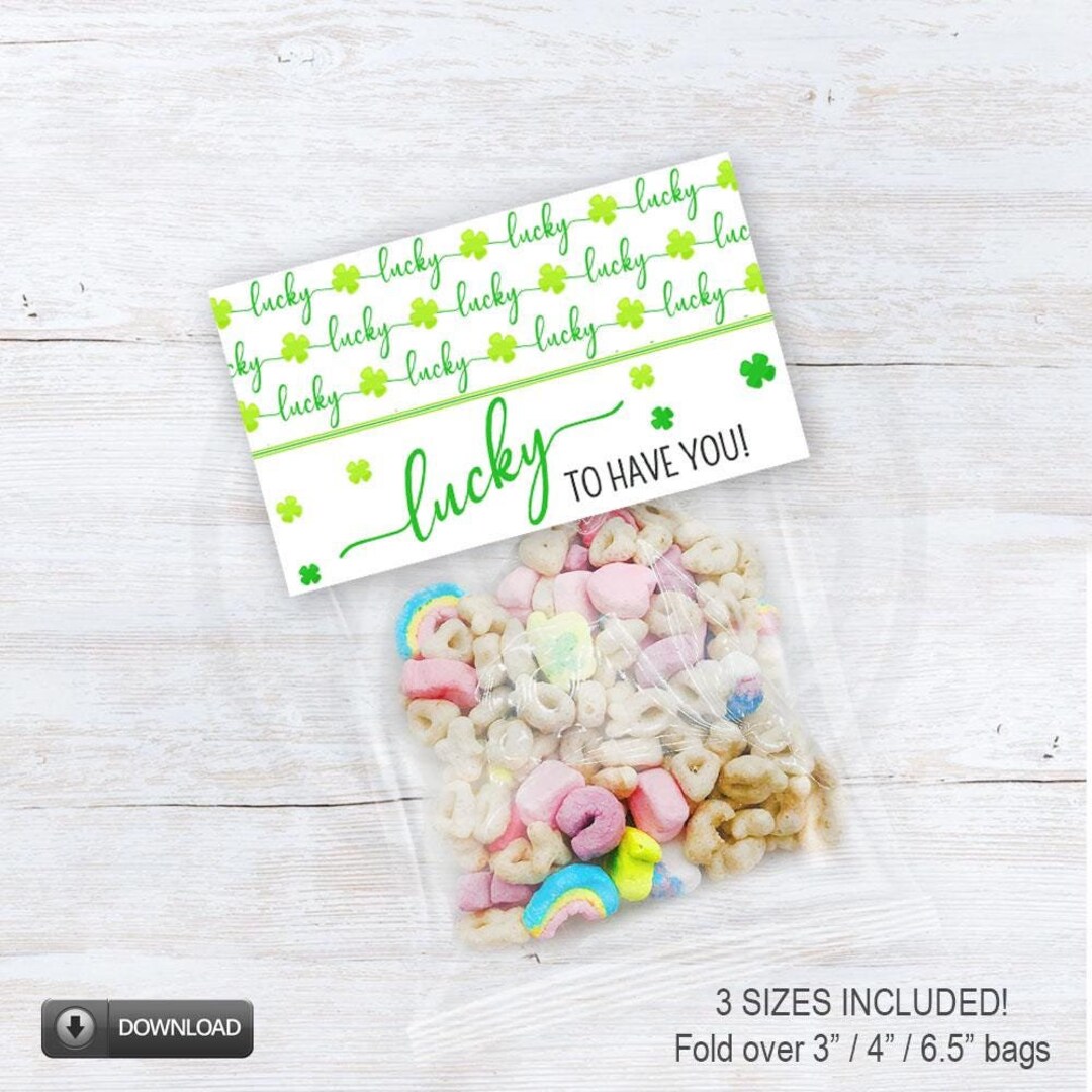 St. Patrick's Day Printable Treat Bag Toppers, Lucky Charm Cookie Candy ...