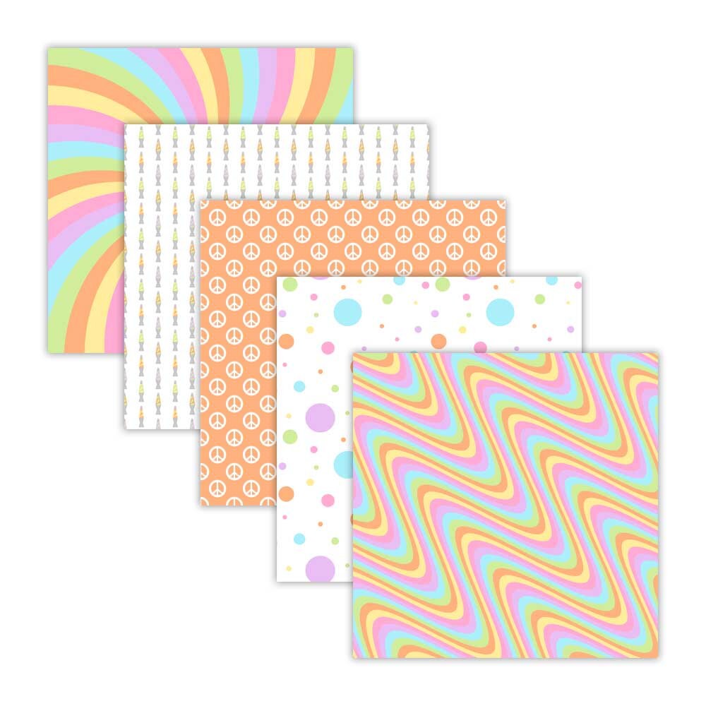 Pastel Groovy Digital Scrapbooking Papers W/ Peace Sign Smiley - Etsy
