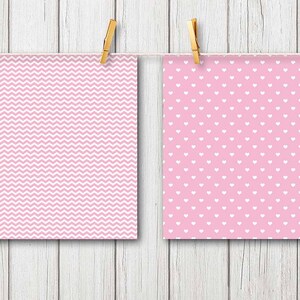 Romantic Heart Valentine's Day Digital Paper Pack, Pink and Lavender ...