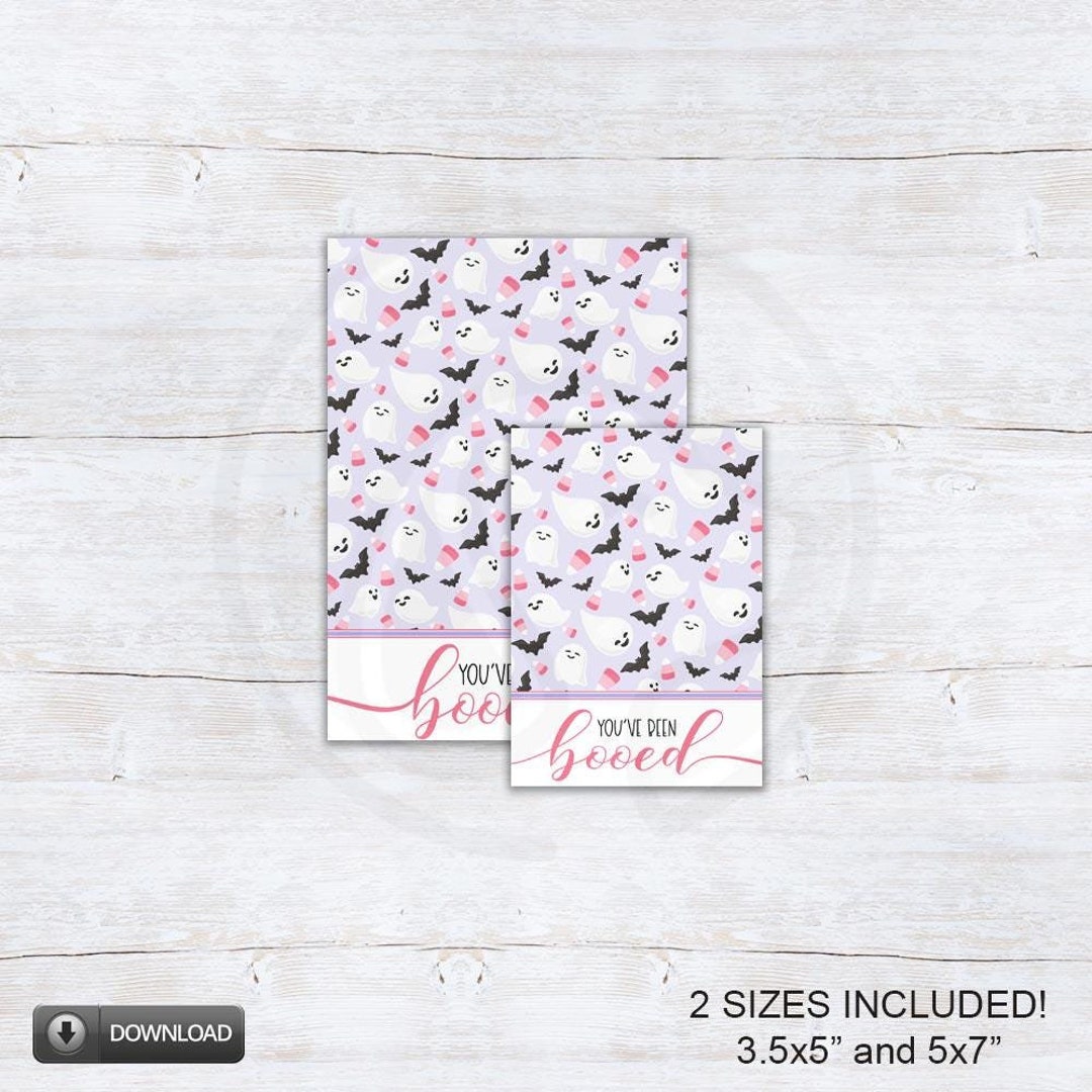 Printable Halloween Ghost Cookie Cards, You've Been BOOED Ghost 3.5x5 ...