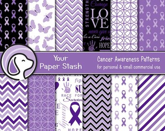 Purple Awareness Digital Papers & Backgrounds for Cancer | Etsy