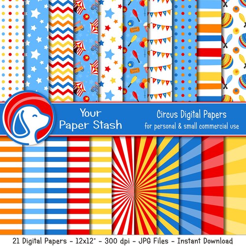 Circus & Carnival Digital Papers for Circus Themed Birthday - Etsy